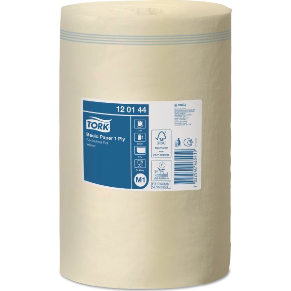 Tork M1 Basic torkpapper, 1 lager, gul, 11 rullar - | Lomax.se